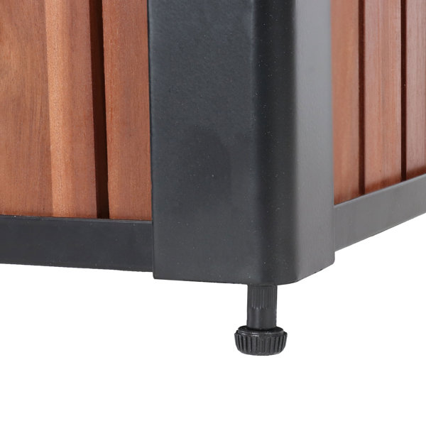 Arlmont & Co. Robinet Rectangular Slatted Acacia Wood Planter Box with Liner - 24" x 8.25" x 8. ...